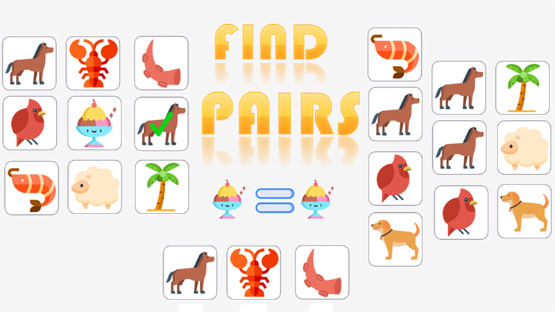 Find the Pairs - Awesome Puzzle Game at horse-games.org