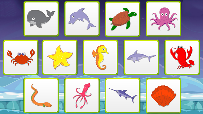 Kids Memory Sea Creatures - Amazing Fish Game